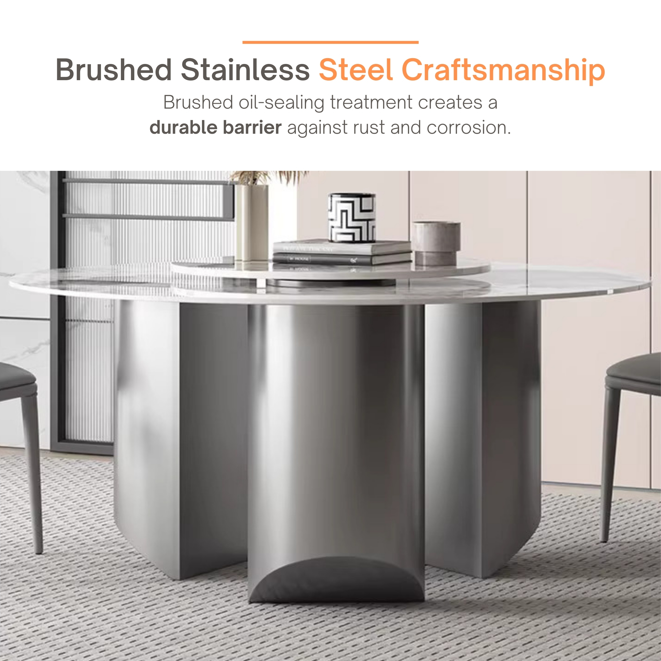 PLATON Sintered Stone Round Dining Table and Chair - Table And Chairs ...