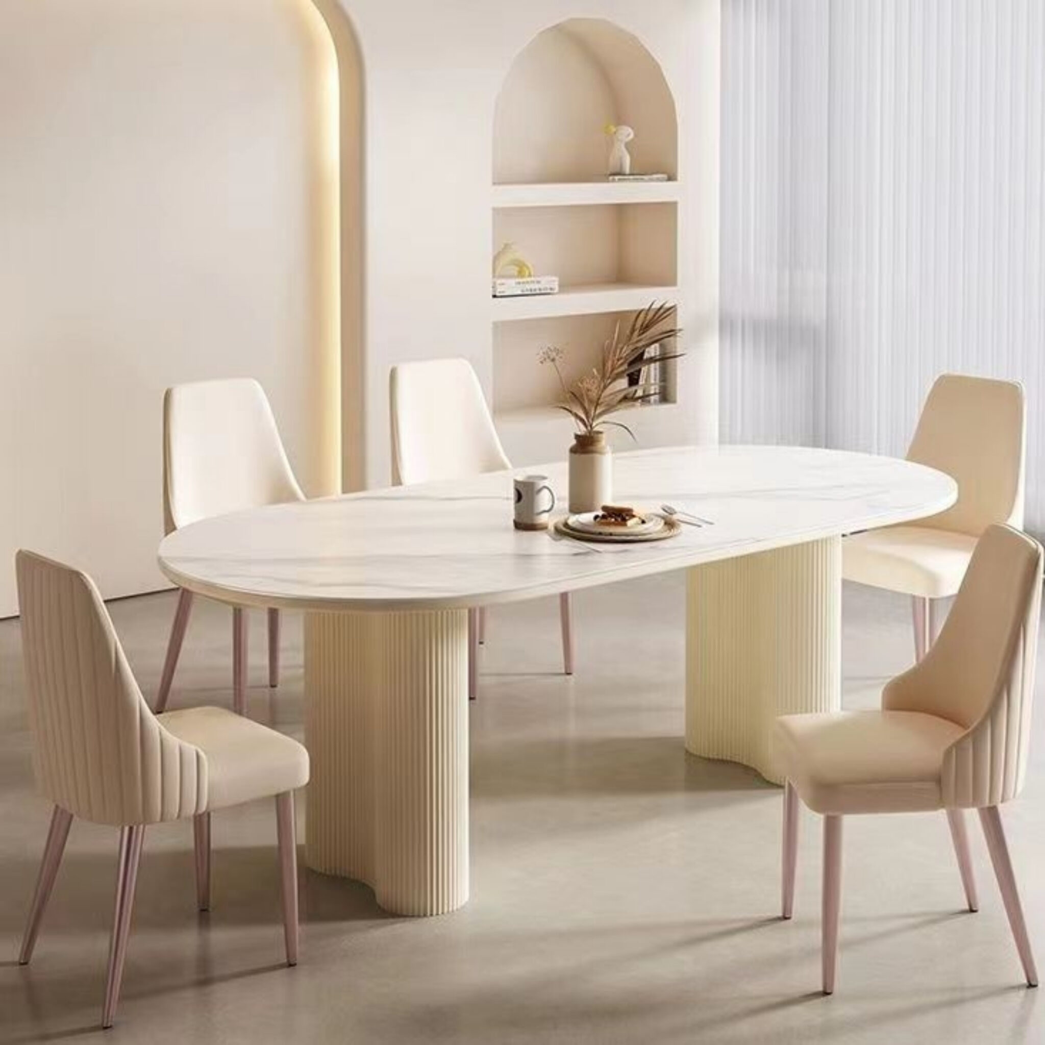 FIDEL Sintered Stone Oval Dining Table and Chairs - Table And Chairs ...
