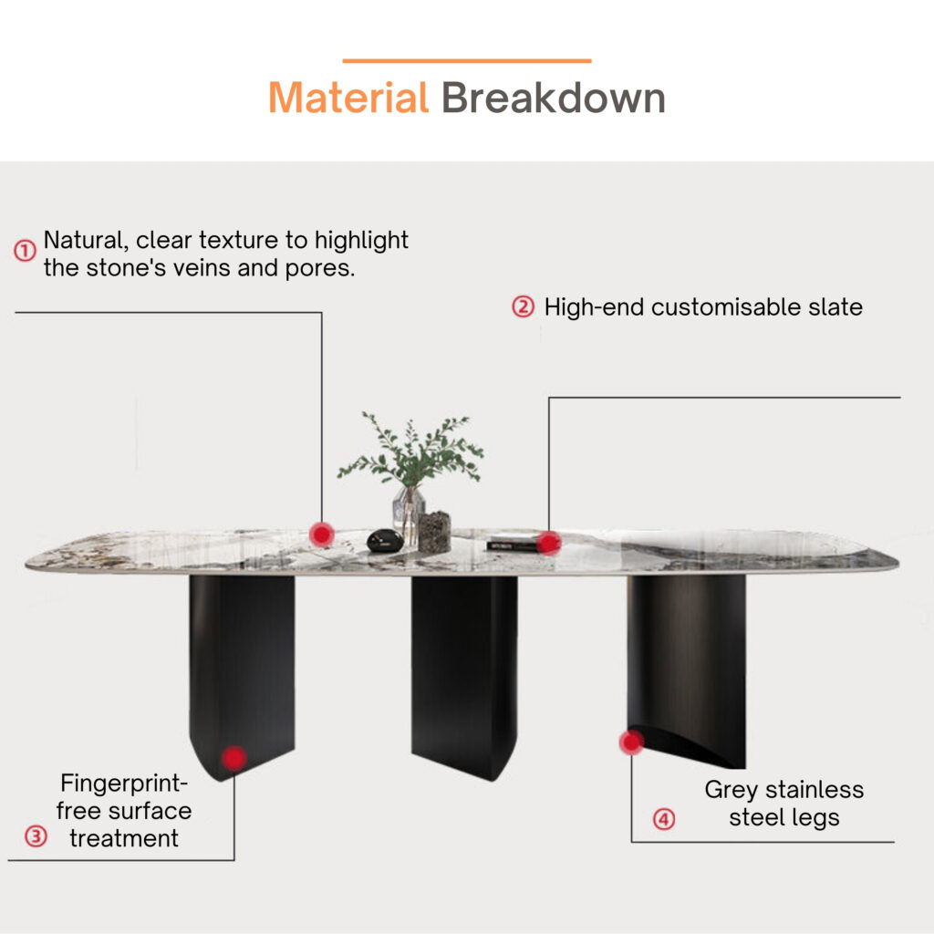 BOGOTA Sintered Stone Rectangle Dining Table and Chairs - Table And Chairs Singapore