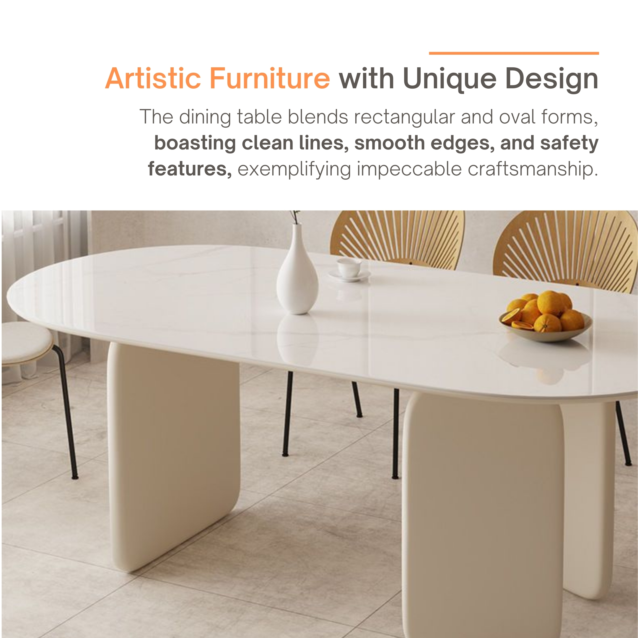 LORAM Sintered Stone Oval Dining Table and Chairs - Table And Chairs ...