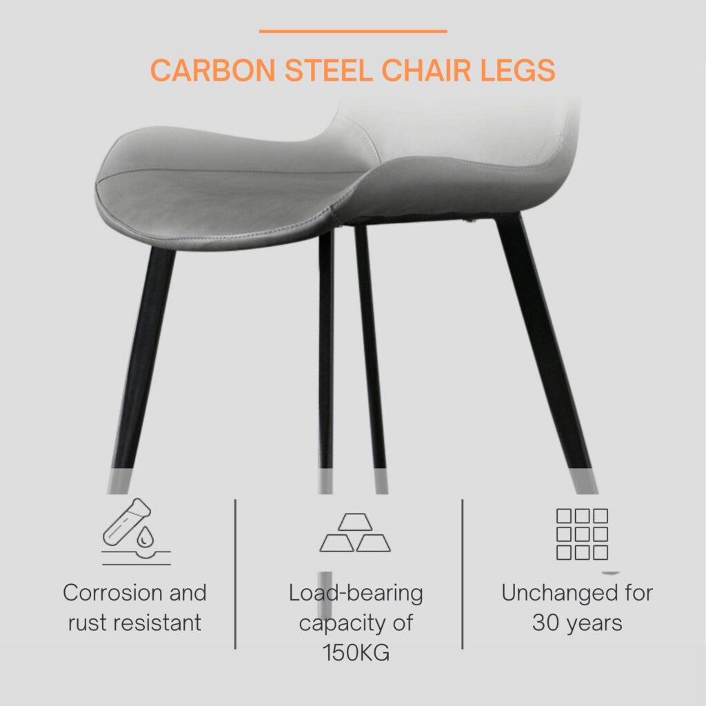 MODERN Dining Chair with Cowhide Leather Upholstery and Carbon Steel ...